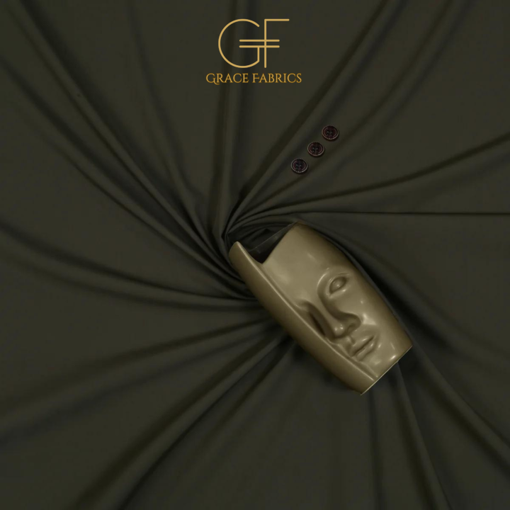 Grace Pure Wash&Wear-Unstitched Suits For Men-Grace Fabrics-Olive ...