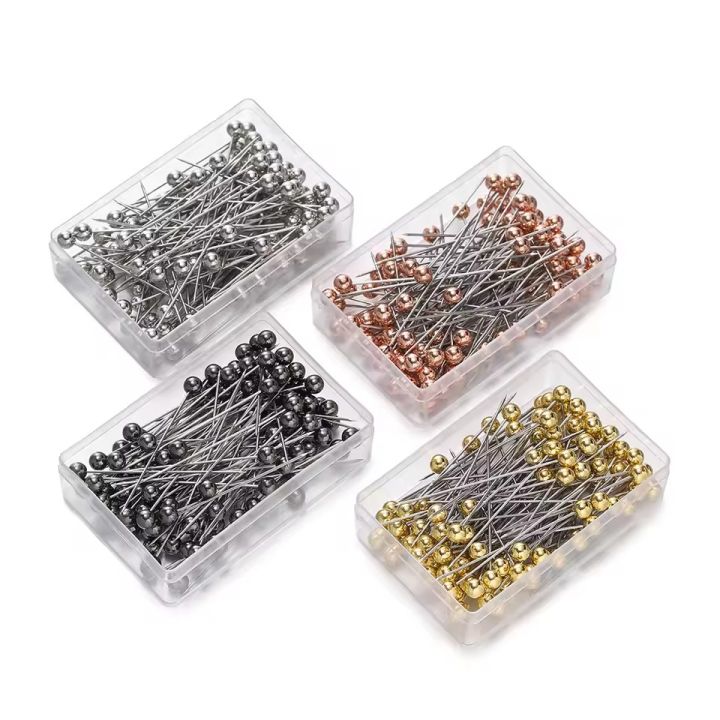 (100 Pcs) Glass Round Head Pins Sewing Corsage Straight DIY Dressmaking ...