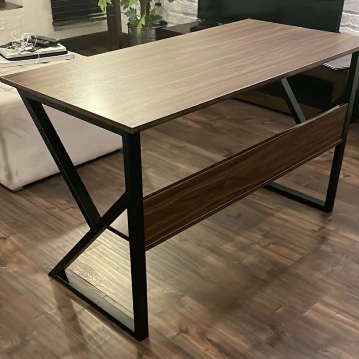 "Study in Style: Modern Study Table with Integrated Bookshelf and Metal ...