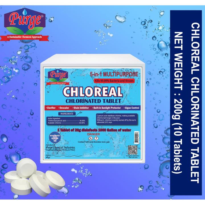 Purge Chloreal Tablets- Chlorine Tablets - TCCA Tablets - For ...