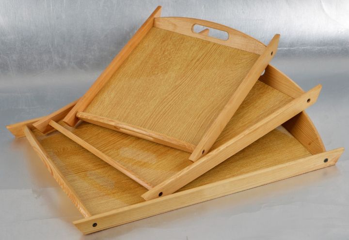Premium Quality 3 Pcs Wooden Serving Tray Set With Handels Premium ...