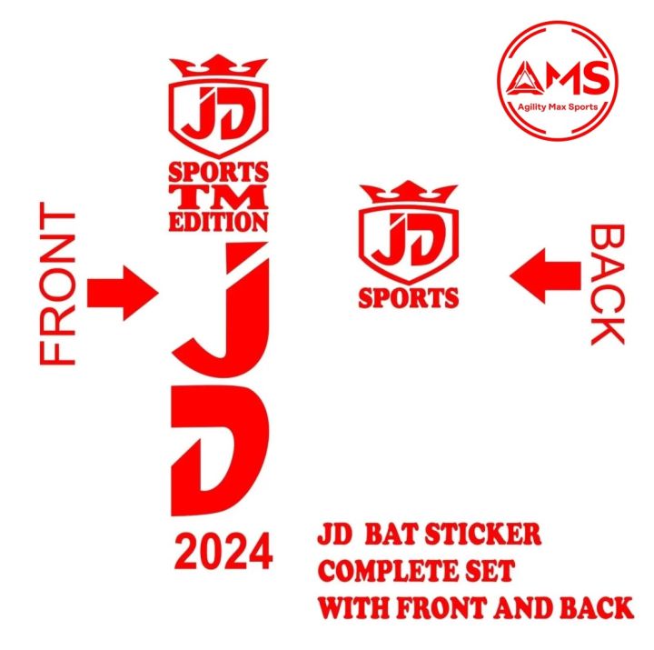 JD Sports Cricket Bat Red Sticker Complete set for all type of Classic ...
