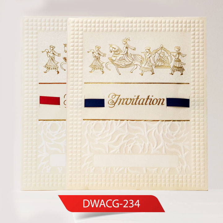 Red Blue Ribbon Wedding Invitation Shadi Card | Daraz.pk