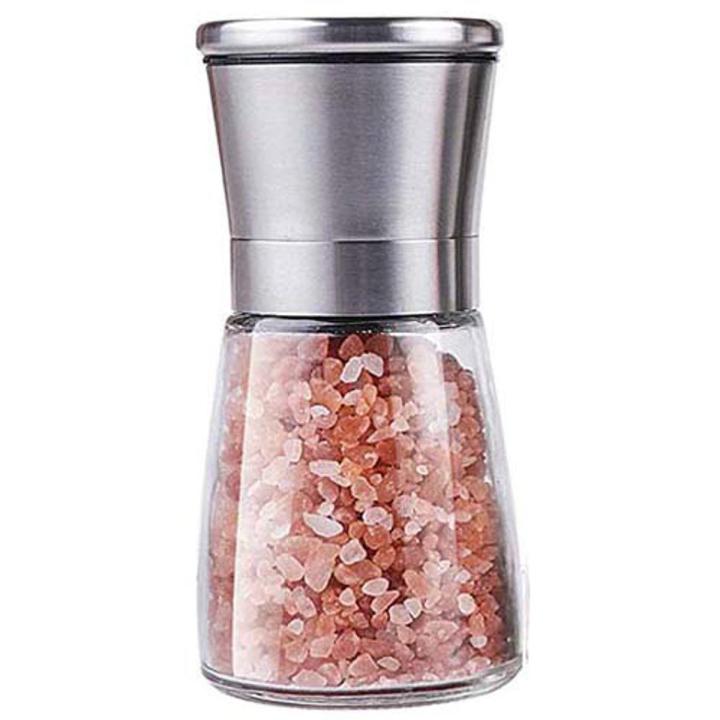 Salt and Pepper Steel Cap Grinder Filled with Himalayan Salt Grains ...