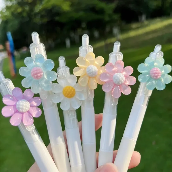 1/2PCS Cute Sunflower Flower Gel Pen Creative Press Stationery Kawaii ...