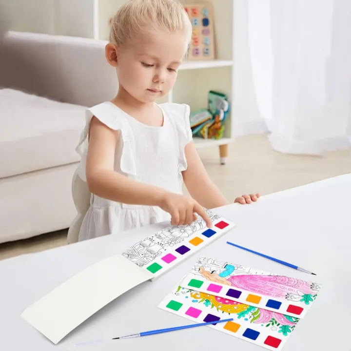 Watercolours for Toddlers, Watercolour Colouring Book with Water Tank ...