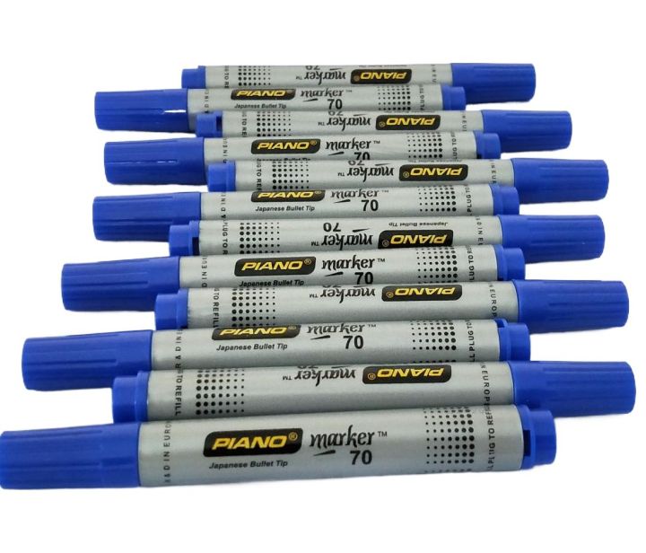 12 Pcs Permanent Marker Round And Cut Tip Piano Blue Black Red Green ...