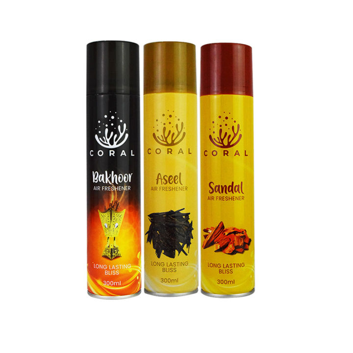 Coral Air Freshener Bakhoor | Aseel | Sandal Pack Of 3 - 300ML Big ...