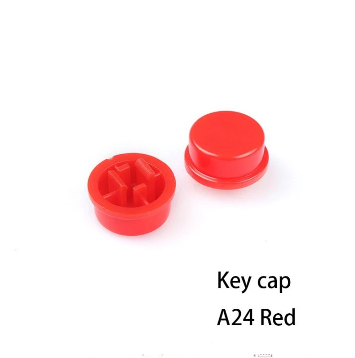 20pcs 12x12x7.3 B3F-4055 A24 Red switch button cap Round Tactile ...