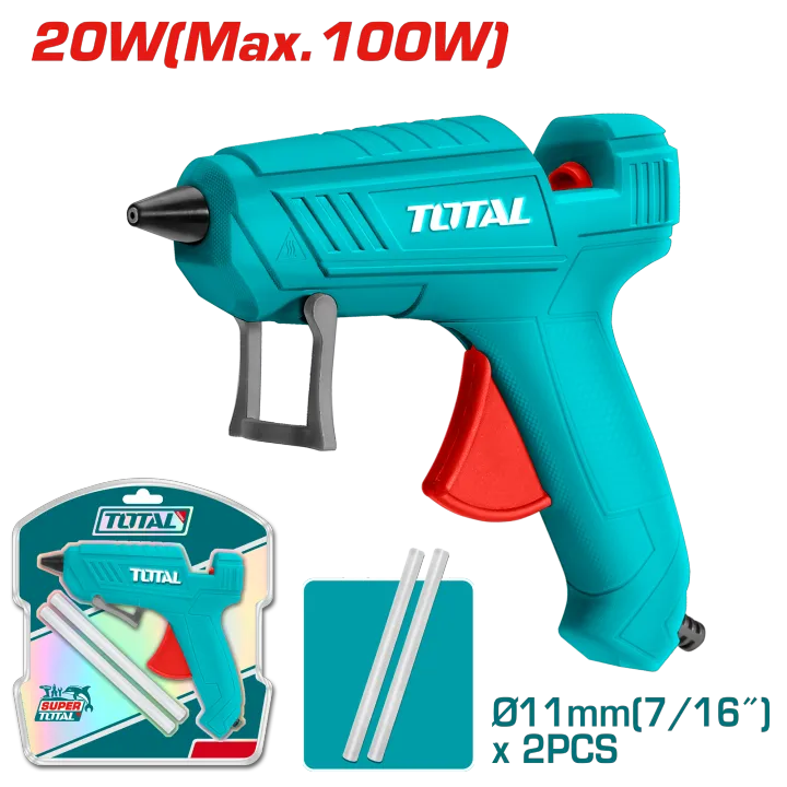TOTAL 20W(100W) Corded Glue Gun with 2pcs 150mm Glue Sticks TT101116 ...