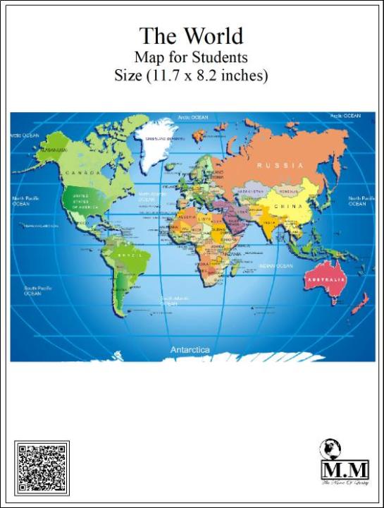 The World Map for Students (Size 11.7 x 8.2 inches) (Pack of 30 Maps ...
