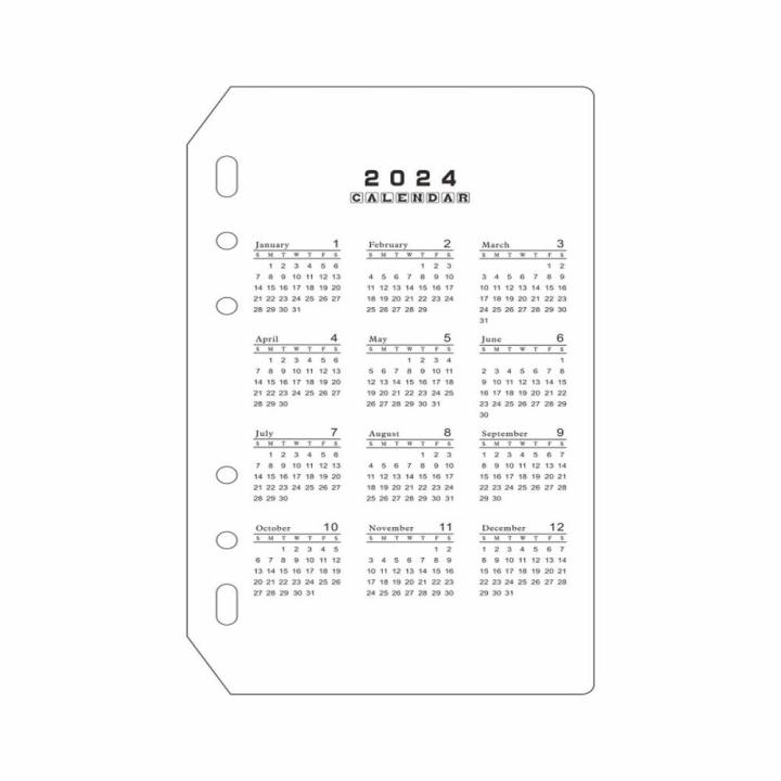 2024 Calendar Agenda Notes Transparent Bookmarks Loose-leaf Notebook ...