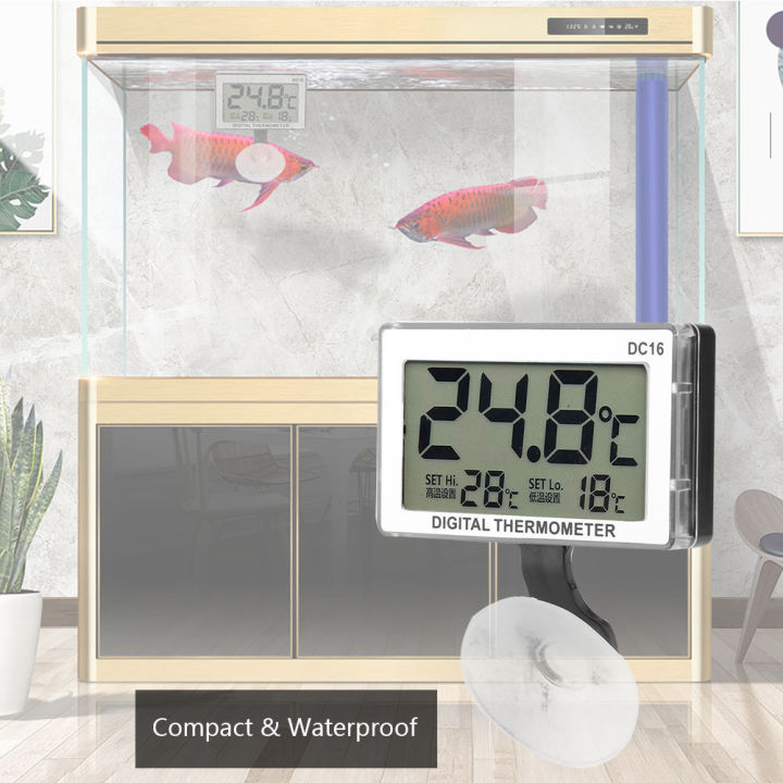 DC16 LCD Digital Aquarium Thermometer Waterproof Temperature ...