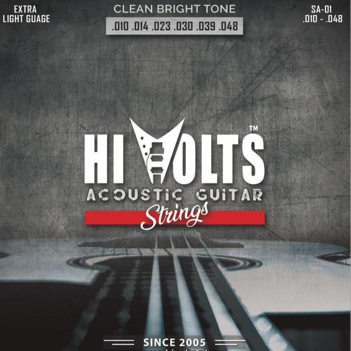 HI VOLTS Acoustic Guitar String Pack With Light Gauge For Beginners ...