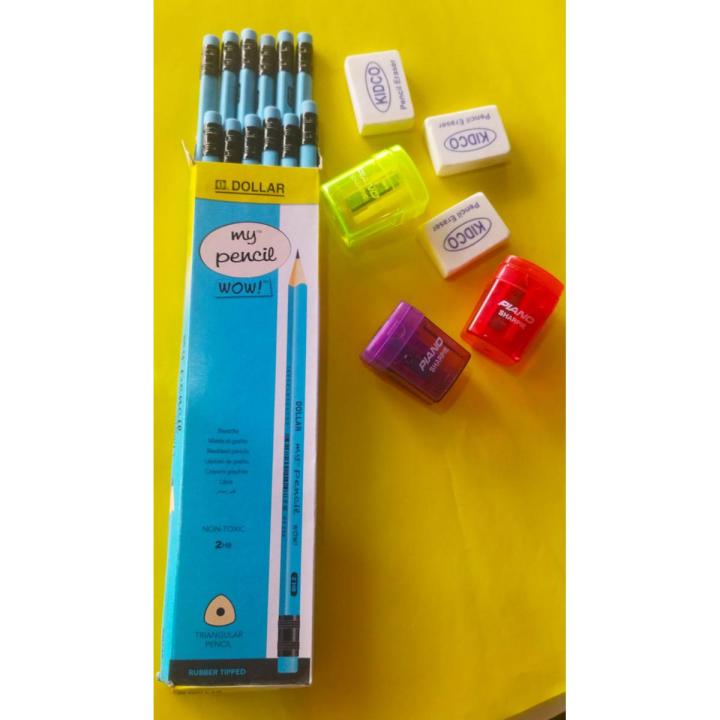 Student Set -Pack of 18, -12 Pencils, 3 Eraser, 3 Sharpner. | Daraz.pk