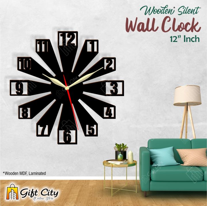 Gift City - 3d Numbering Wooden Wall Clock, 3D Modern Clock, Laser Cut ...