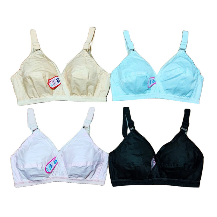 PACK OF 2 - SUMMER PLAIN PURE COTTON NON PADED BRA/BLOUSE/INNER WEAR ...