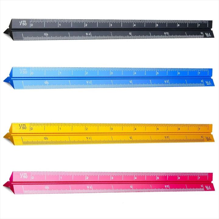 Students Aluminum Alloy Triangular Scale Ruler Multi-function Technical ...