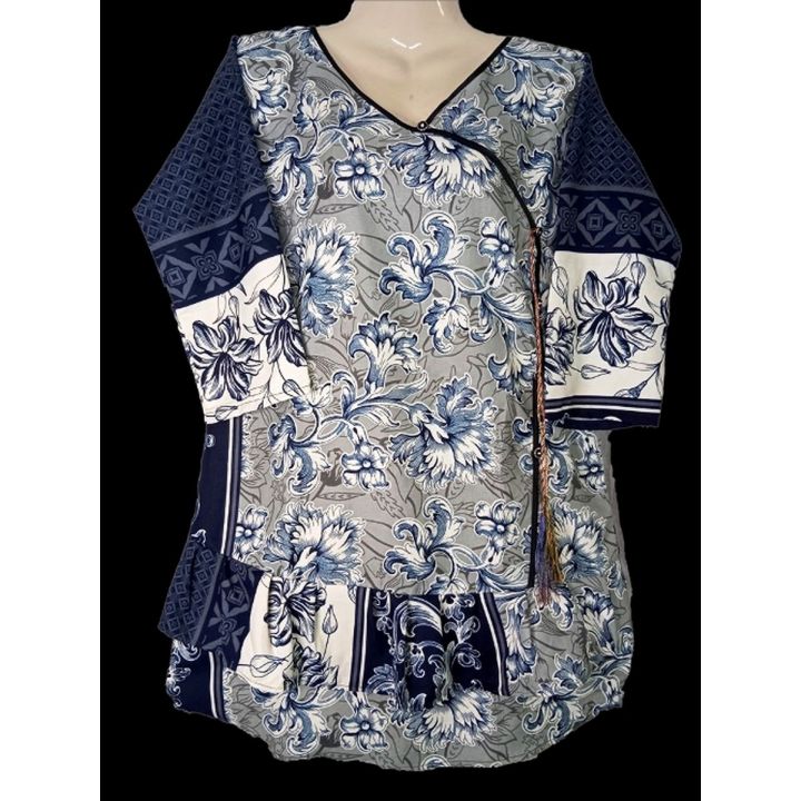 Leather Aungh Rukha Style Stylish Printed Ladies Top / Kurtis Ready to ...