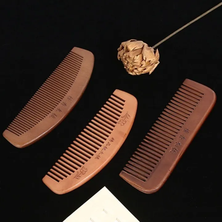 Detangling Wood Wooden Scalp Combs Coarse Tooth Narrow Tooth Head ...