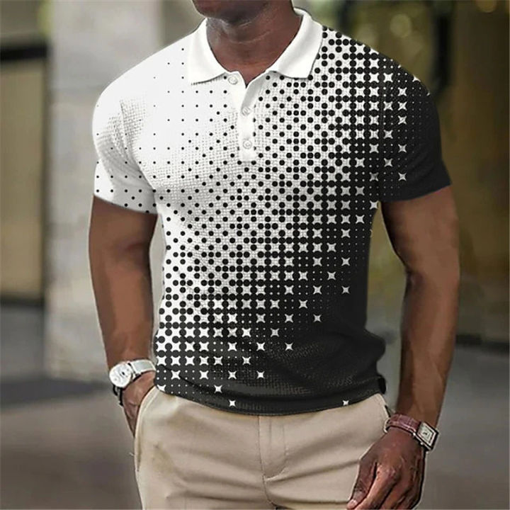 Men's Polo Shirt Golf Shirt 3D Graphic Print Geometry Turndown Short ...