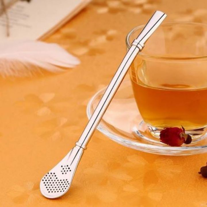 FRAKIN Stainless Steel Straw Drinking Spoon Straws with Filter Spoon ...