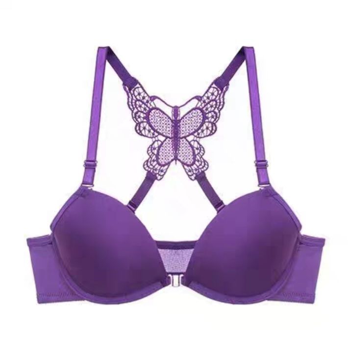 Random design Style Front Open Butterfly Bra Push Up Soft Padded Straps ...