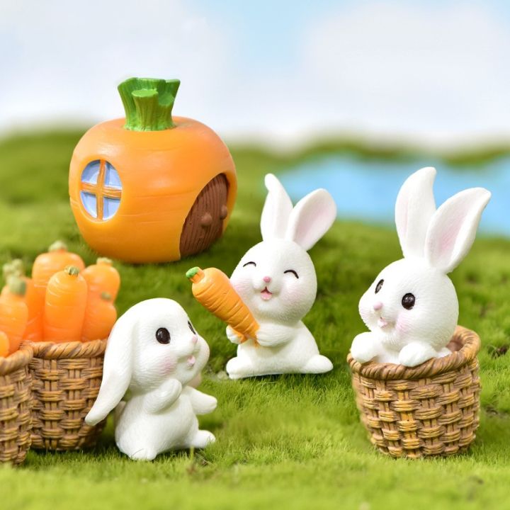 Cute Rabbit Ornament Mini Bunny Miniature Figurines Miniature Landscape ...