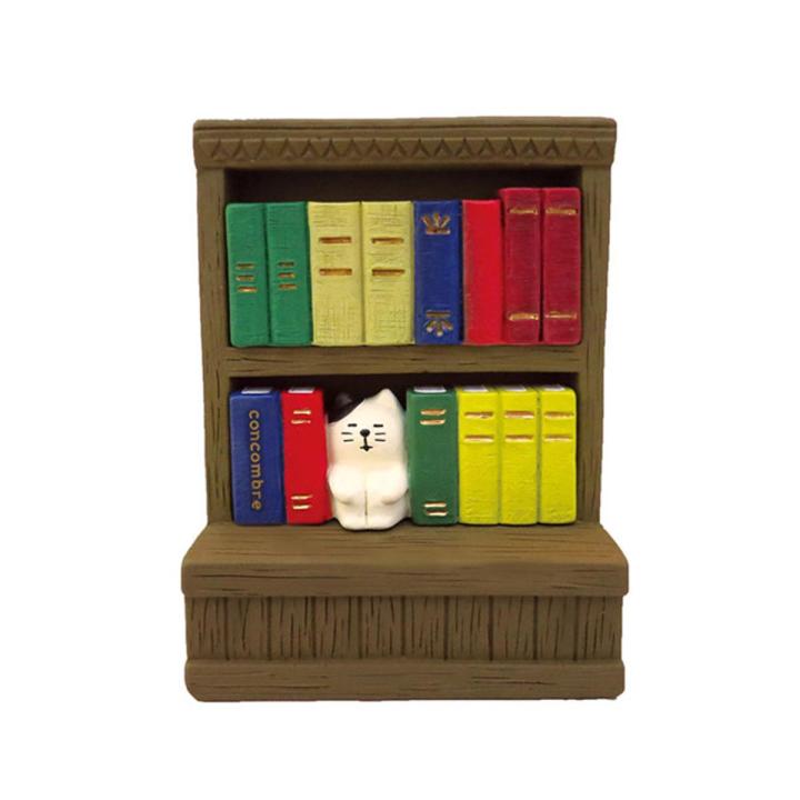 Japanese groceries zakka and wind fox hall bookstore series cat bookshelf decoration miniature ...