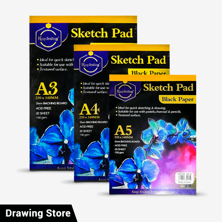 Keep Smiling Black Paper Pad Sketchbook Pads For Artist 20 Sheets ...