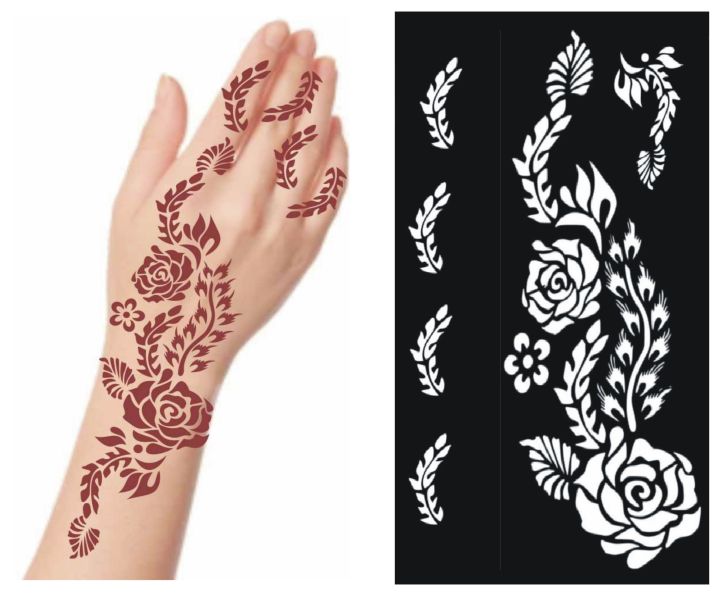 Fancy Beautiful Mehndi Stencils PVC Papers Sheet Reuseable | Daraz.pk