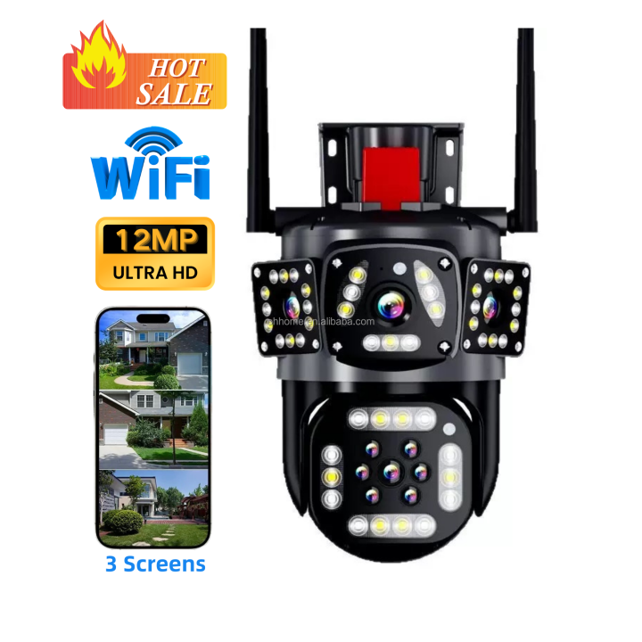 12MP PTZ WiFi Outdoor Security Camera | Triple Lens (4+4+4)MP | 3 ...