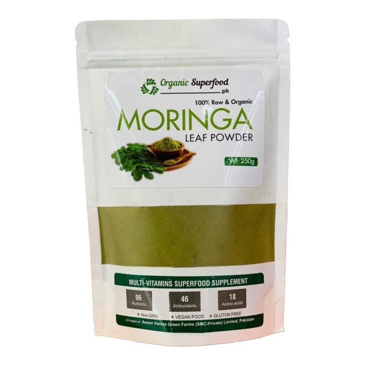 Organic Superfood Pakistan Moringa Leaf Powder, Family Pack 250 Gram ...
