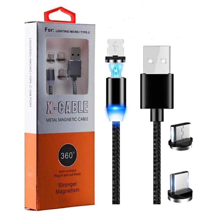 Magnetic Cable 360 Iphone Android Type C 3in1 Cable Stong Mangetic Cable | Daraz.pk