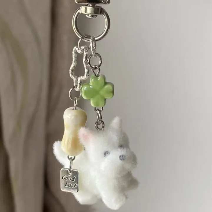 Lovely 3D Dog Animal Keychains Key Ring For Women Gift Fluffy Cartoon Cute Dog Pet Pendant Bag ...