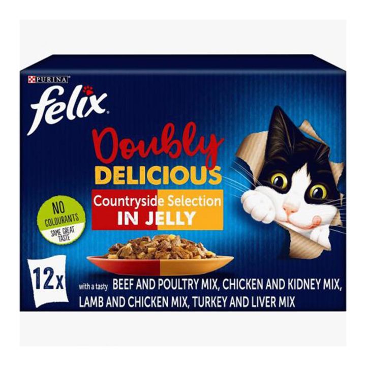 FELIX Doubly Delicious 1+ Countryside Selection 12 pouch Pack (12X100GM) | Daraz.pk