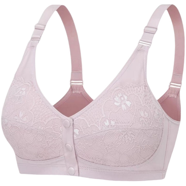 3 Buttons Front Open Maternity Bra with Floral Design for Breastfeeding ...