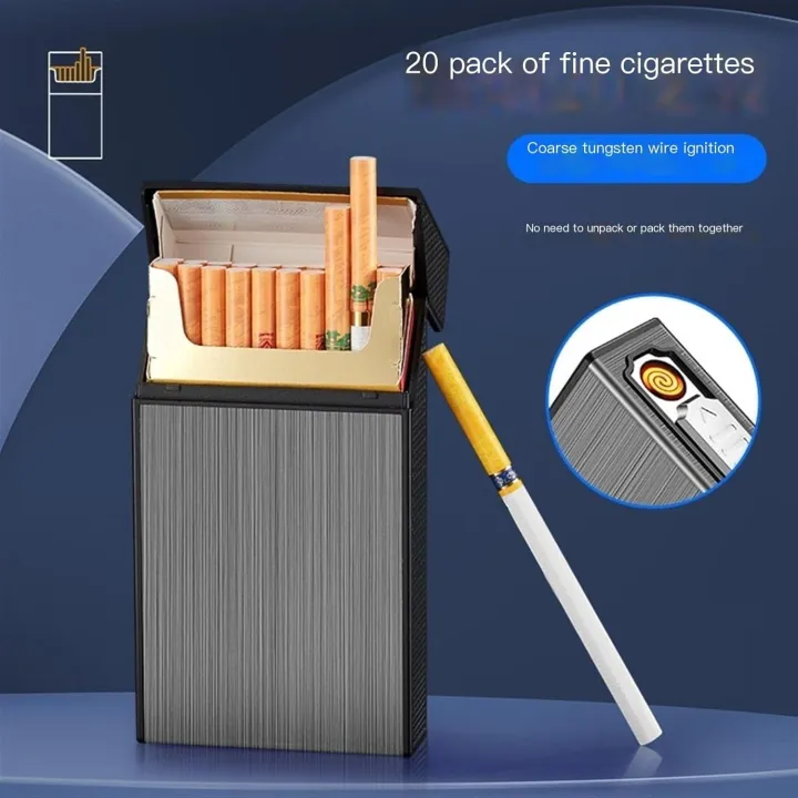 Cigarette Case, 2 in 1 USB Lighter Cigarette Holder Cigarette Box with ...