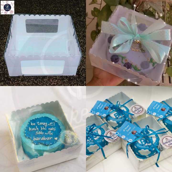 6X6 INCH TRANSPARENT BENTO CAKE BOX PACK OF 10 PCS | Daraz.pk