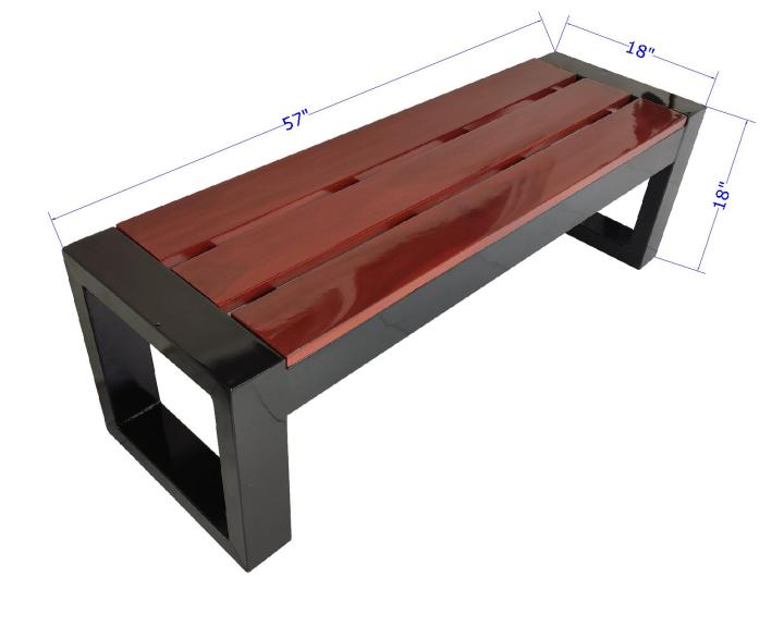 [56"x18"x18"] Export Quality Solid Acacia Wood Iron Steel Bench Seat ...