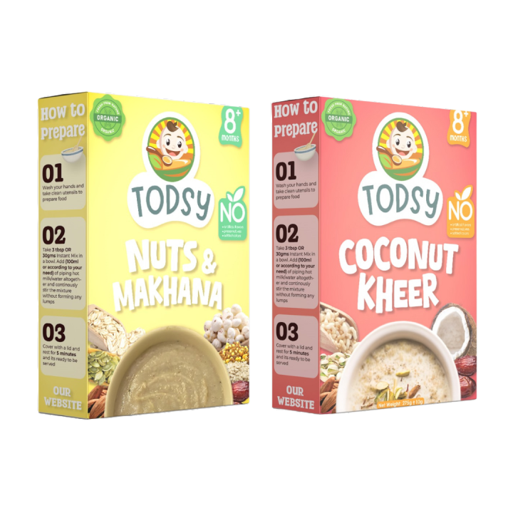 Baby Food - Baby Cereal - TODSY CEREAL - Brain Booster Pack - Pack Of 2 Cereals (275g Each) 8 ...