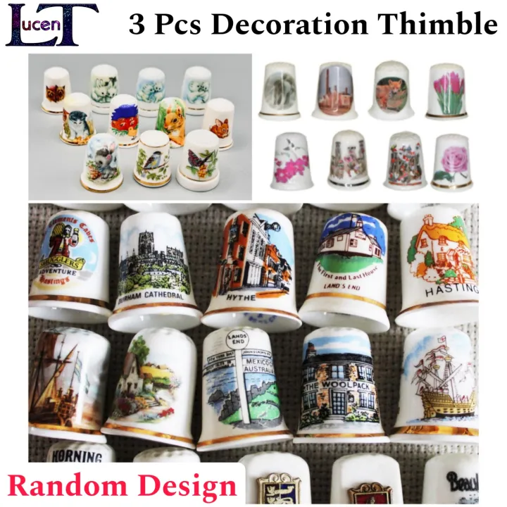 Vintage Porcelain Decorative Thimbles Set of 3 Ceramic Collectible ...