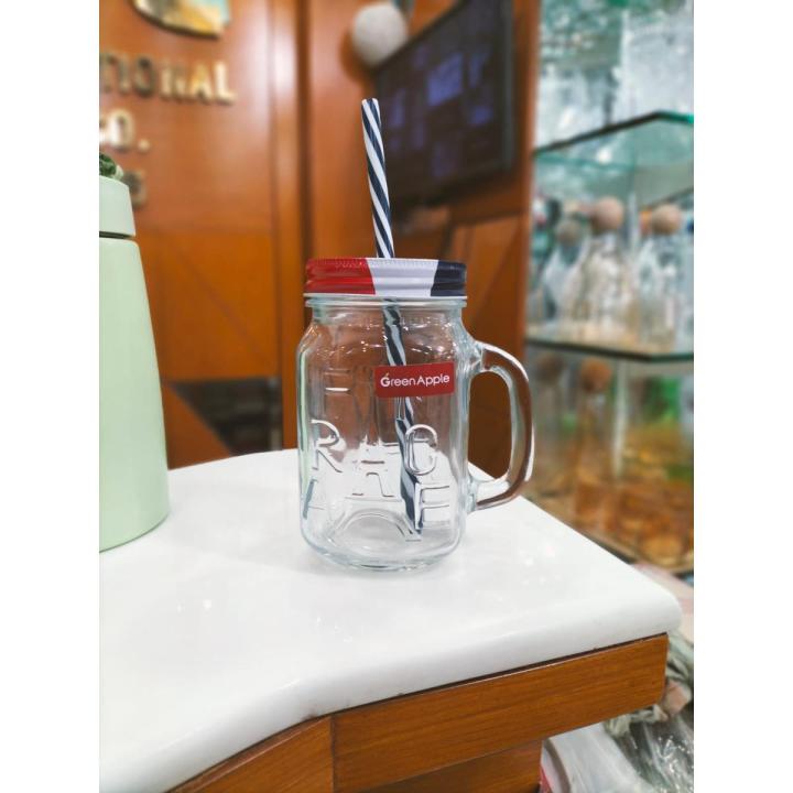 DELE GLASSWARE MASON JAR - CUP - WATER BOTTLE - JUICE DRINK-490ml | Daraz.pk