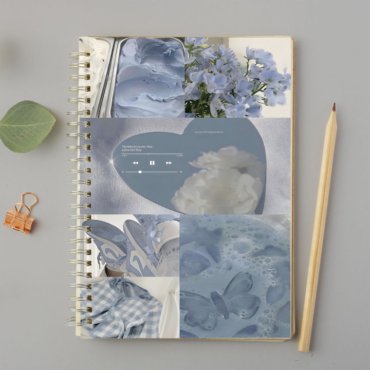 Light Blue Aesthetic-A4 Spiral Notebook with Plastic Sheet | Daraz.pk