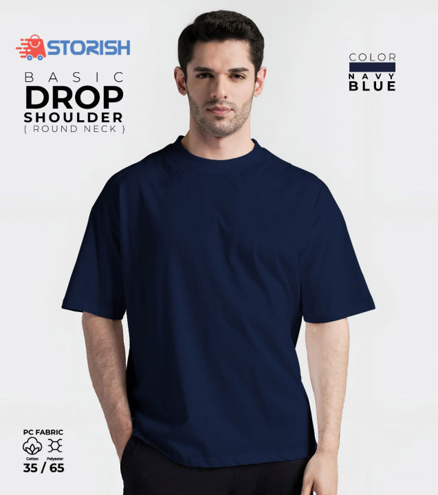 Round Neck Drop Shoulder Half Sleeve Tshirt For Men Oversized Summer ...