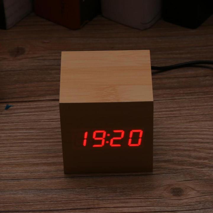 NYT Mini Wood Electronic Digital Led Display Usb Charging Table Alarm ...