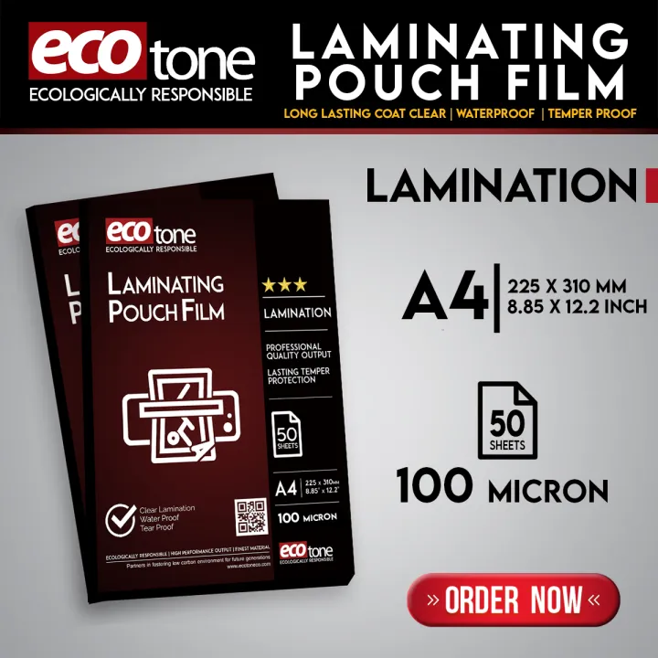 A4 Laminating Pouch Film – 100 Micron – 50 Sheets – Glossy Finish ...