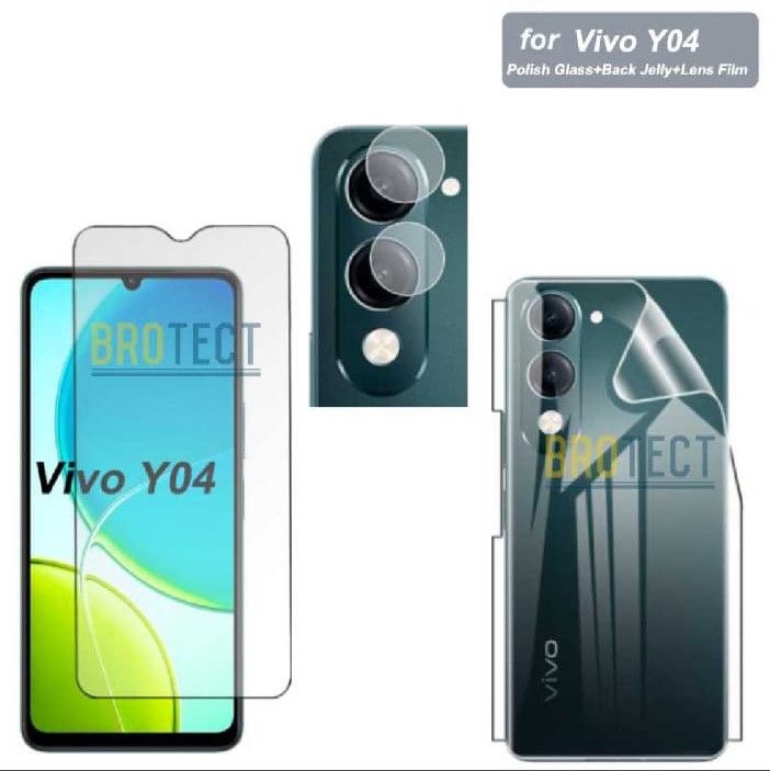 Pack of 3 - Vivo Y04 Tempered Glass Screen Protector 2.5D Polish Glass ...