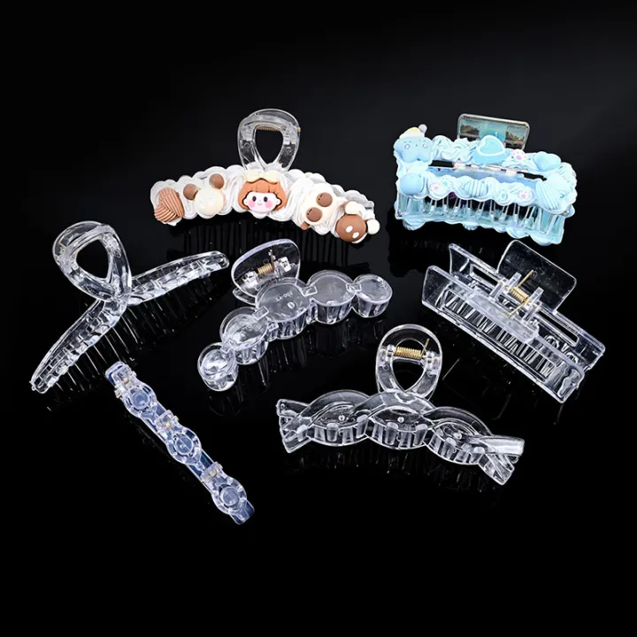 Acrylic Clear Claw Transparent Plastic Hair Clips Blank Hairpin Base ...