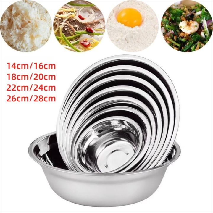 New Round Stainless Steel Bowls Thicken Multiple Sizes Soup Bowl ...